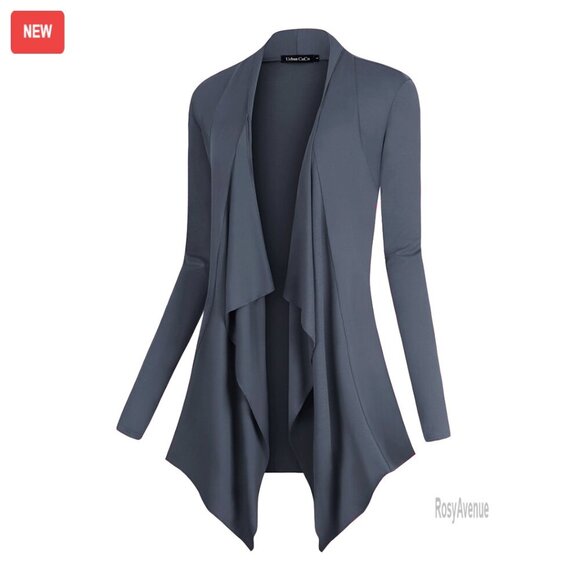Sweaters | Drape Front Open Cardigan Long Sleeve Irregular Hem ...
